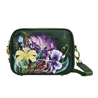 Anuschka Handbemalter Twintop Messenger Bag aus Echtleder - Vintage Floral