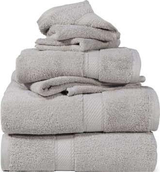 Superior Solide ägyptische Baumwolle Handtuch-Set, Waschlappen 33 x 33 cm, Handtücher 50,8 x 76,2 cm, Badetücher 76,2 x 139,7 cm, Silber, 6-teilig