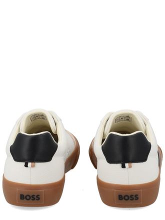 HUGO BOSS Logo-Embroidered Cow Leather Sneaker - White