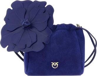 Pinko Chic Clutch Bag mit &uuml;bergro&szlig;er Blumenapplikation - - Bags - Damen - Blau - ONE SIZE