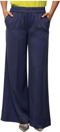 Kaos Kaos, Femme, Pantalons, Bleu, Taille: 44 FR Pantalon large &agrave; taille &eacute;lastique