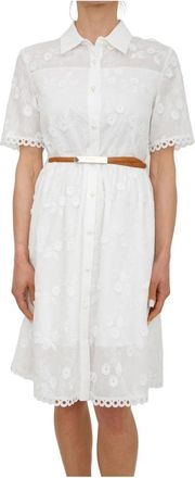 Fracomina Femme, Robes, Blanc, Taille: 38 FR Floral-embroidered Mini Dress