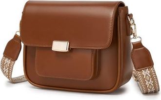 Miss Lulu Sac Bandouli&egrave;re Femme Similicuir Vintage, Sac &agrave; &Eacute;paule Carr&eacute; Femmes avec Ceinture &Eacute;ponge Jacquard &Eacute;thnique, Petit Sac &agrave; Main pour Travail, Rendez-Vous