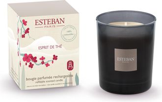 Esteban Paris Parfums Esprit - Nachf&uuml;llbare Duftkerze 180g - Teeduft - Hochwertiges Wachs - Handgefertigt - &Uuml;ber 35 Stunden Duft - 98% nat&uuml;rliche Inhaltsstoffe