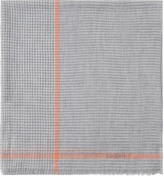 Davidoff PARIS Herren Schal Grau/Orange - eleganter Schal aus 100% Wolle - leichter Wollschal mit Clous de PARIS Muster und Akzenten Orange