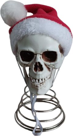 Generic Sch&auml;del-Ornament f&uuml;r - 12,7 cm gro&szlig;er Kunststoff-Sch&auml;del mit Vaterhut, gruselige festliche Baumdekoration, ideal f&uuml;r Halloween, Party, Familientreffen