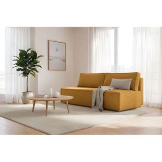 Fun M&ouml;bel Sofa Designersofa AMANDA 3-Sitzer mit Schlaffunktion in Stoff Poso Honiggelb