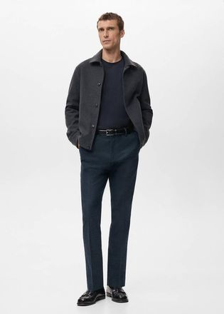 Mango Pantalon flanelle regular-fit bleu marine - Homme - 38 - MANGO MAN