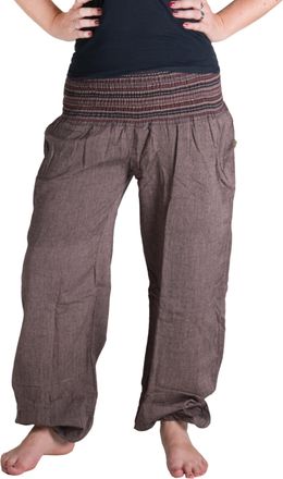 vishes Alternative Bekleidung - Sommer Chino Haremshose aus Baumwolle mit super elastischem Bund - handgewebt steinbraun