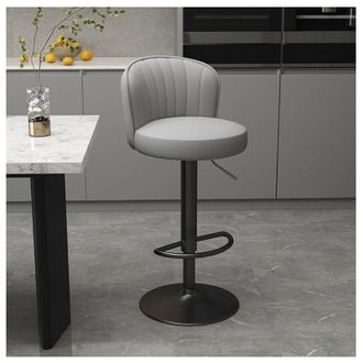 Generic Verstellbare Drehhocker, 2Er-Set, Moderne Barhocker mit Hoher R&uuml;ckenlehne Aus Leder, 60-80 cm Hoch, Ideal f&uuml;r K&uuml;cheninsel, Bar Oder Esszimmer