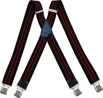 Decalen Bretelles pour Hommes et Femmes Une Taille Convient Tous Les Clips Forts Style X Diverses Couleurs (Noir - Rouge)