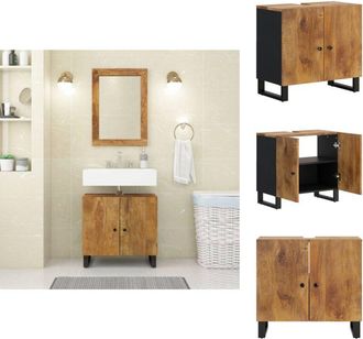 vidaXL Vidaxl - Waschbeckenunterschrank Massivholz Mango und Holzwerkstoff - Waschbeckenunterschrank - Badezimmerm&ouml;bel - Badschr&auml;nkchen - Mangoholz