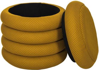 The Home Deco Factory HD0425, Gelber Aufbewahrungshocker im modernen Design, vielseitiger und praktischer Sitz, leicht und einfach zu bewegen, Maße 37 x 42 x 37 cm, gelbe F