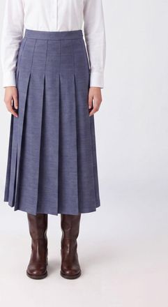 R&oacute;he Plissierter Midirock aus Wollmischung mit hoher Taille