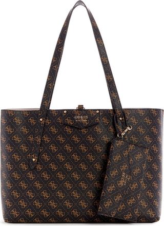 Guess Damen Eco Brenton Tragetasche, Braunes Logo