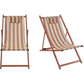 DRAWER Lot 2 chiliennes aluminium transat jardin chaise longue ext&eacute;rieur terrasse Brisa