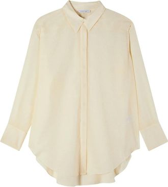 Patrizia Pepe Femme, Blouses et Chemises, Beige, Taille: 42 FR Chemise en m&eacute;lange de soie