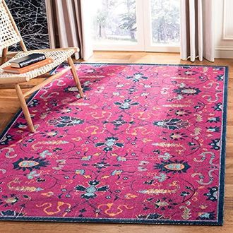 Safavieh Boho Teppich für Wohnzimmer, Esszimmer, Schlafzimmer - Artisan Collection, Kurzer Flor, Fuchsia und Multi, 201 X 274 cm