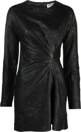 Zadig&Voltaire Minirobe fronc&eacute;e en cuir Rixina - Femme - Robes - Noir - Taille: 40 FR