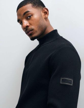 Barbour Curve Sweatshirt mit halbem Rei&szlig;verschluss in Schwarz