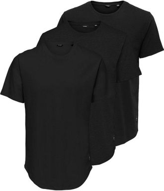 Only & Sons Rundhalsshirt ONSMATT LONGY SS TEE 3-PACK (Packung, 3-tlg) Baumwolle, lang geschnitten