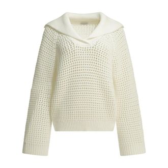 Brunello Cucinelli Strickpullover mit Schalkragen - - Knitwear - Damen - Wei&szlig; - M