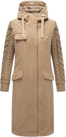 Navahoo Veste dhiver chaude pour femme avec manches en maille et capuche en style laine Knit Babe 14 S-3XL, Sable/beige, L