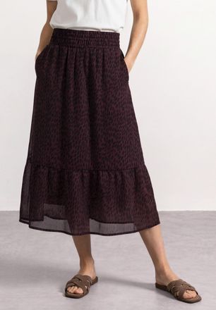Street One T&uuml;llrock STREET ONE, Damen, Gr. 32, lila (rustic rouge), Stoff, Obermaterial: 100% Polyester. Futter: 100% Modal, comfort fit wadenlang, R&ouml;cke, in Mid