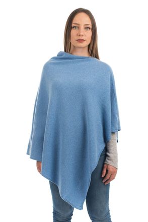 DALLE PIANE CASHMERE Poncho aus Kaschmir-Gemisch - Made in Italy - Damen, Farbe: Hellblau, Einheitsgröße