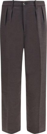 Nine In The Morning Pantalon Kai Large en Laine M&eacute;lang&eacute;e - Homme - Pantalons - Brun - Taille: L