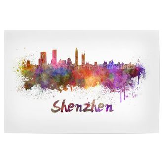 artboxONE Poster 150x100 cm St&auml;dte SHENZHEN-Skyline im Aquarell-x - Bild Skyline denkm&auml;ler Farbe