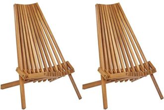 Beliani Gartenstuhl 2er Set BELLANO Akazienholz Braun