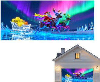 Generico Garagentorabdeckung f&uuml;r Weihnachten, Flacher Hintergrund, fluoreszierend, aktiviert durch UV-Licht, 2D, f&uuml;r Garagentor, Party, T&uuml;r, Hof