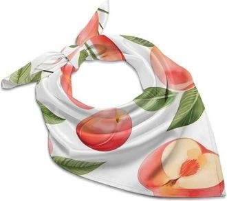 Generic Écharpe carrée légère en soie pêche - Écharpe en forme de fruits - Écharpe respirante pour cheveux - Cadeau pour femme et homme, multicolore, 60x60cm
