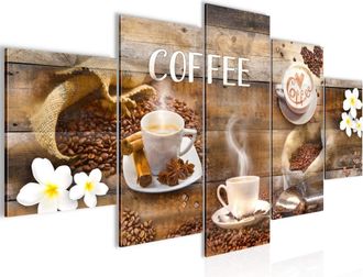Runa Art Bild Esszimmer Küchenbilder Kaffeetasse Küche 5 Teilig Küchenbilder Braun Wandbilder auf Vlies Leinwand 027153a