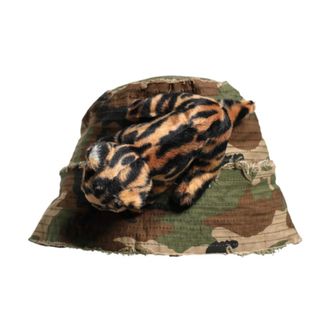 Dolce & Gabbana Homme, Accessoires, Multicolore, Taille: 57 CM Leopard Wide Brim Bucket Hat