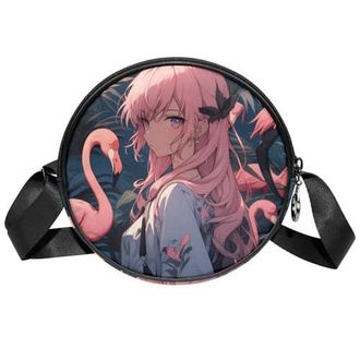 Generic Sac &agrave; bandouli&egrave;re Circle pour femme, petit sac &agrave; bandouli&egrave;re avec fermeture &eacute;clair, bretelles r&eacute;glables, sac &agrave; main rond d&eacute;contract&eacute; pour femmes et fi