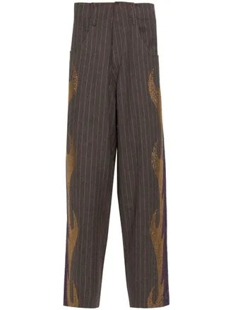 Bluemarble pantalon fusel&eacute; &agrave; strass - Marron