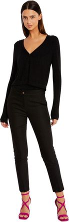 Morgan Langärmlige Weste mit V-Kragen Schwarz L