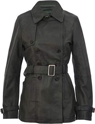 Infinity Leather Trench Femme 3/4 Vert dagneau en Cuir Nappa XS