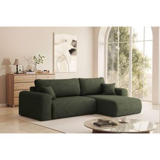 Fun M&ouml;bel Ecksofa Schlafsofa FLORA Stoff Verita Dunkelgr&uuml;n Ottomane Rechts