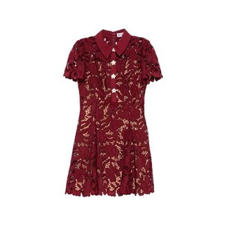 Self Portrait Femme, Robes, Rouge, Taille: 38 FR Guipure Lace A-line Dress