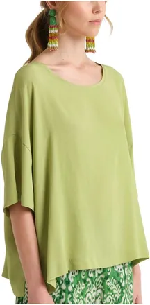 Maliparmi Maliparmi, Femme, Blouses et Chemises, Vert, Taille: 44 FR Chemisier Cr&ecirc;pe Fluide