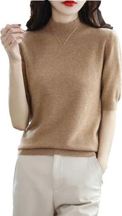 Generic Pull en Cachemire D&eacute;t&eacute; Femmes Pulls &Agrave; Manches Courtes Solides Pulls Tricot&eacute;s