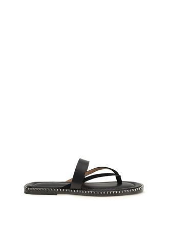 Dries Van Noten Mens Slip-On Leather Sandals With Sequins Black Calf