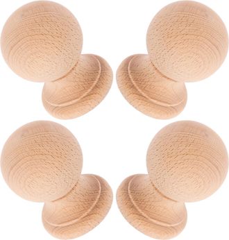 DOITOOL 4 St&uuml;ck Massivholz Geschnitzte Finials Klassische R&ouml;mische S&auml;ulenaufs&auml;tze Dekorative Bettenpfosten-endkappen Treppenpfosten-Topper Unlackierte Holzorn