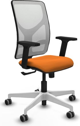 Piqueras y Crespo Schreibtischstuhl aus Kunstleder mit 2D-Armlehnen, h&ouml;henverstellbare Lendenwirbelst&uuml;tze, ausgestattet mit 3 Positionen und Schneideschaum, Wei&szlig;/Orange