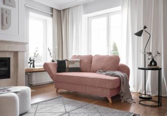 Fredriks home24 Recamiere Macael Pink Cordstoff Poppy 196 x 101 x 92cm Ausrichtung links Modern