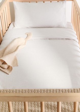 Mango Housse de couette berceau fil teint en coton imprim&eacute; mini carreaux &eacute;cru - Home - 100x120cm - MANGO HOME