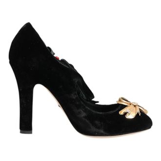 Dolce & Gabbana Schwarze Rosen Kristall Brosche Mary Jane Schuhe - - Shoes - Damen - Schwarzk - 36 EU